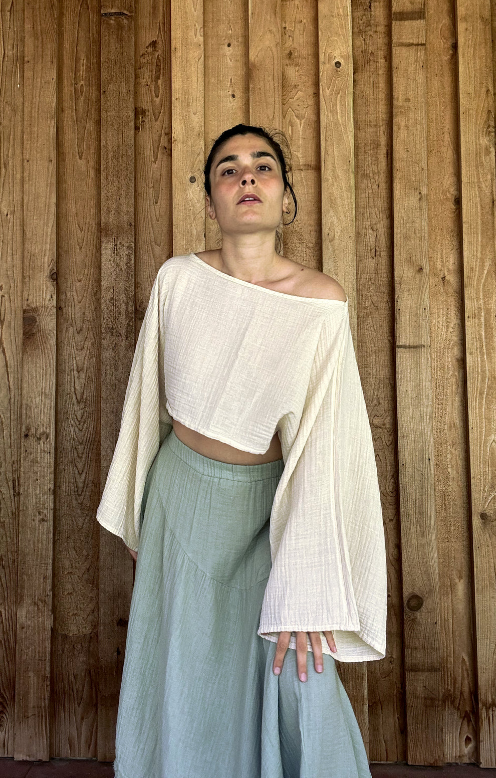 Flowy Cotton Long Sleeve Crop Top – Heart Earth Craft