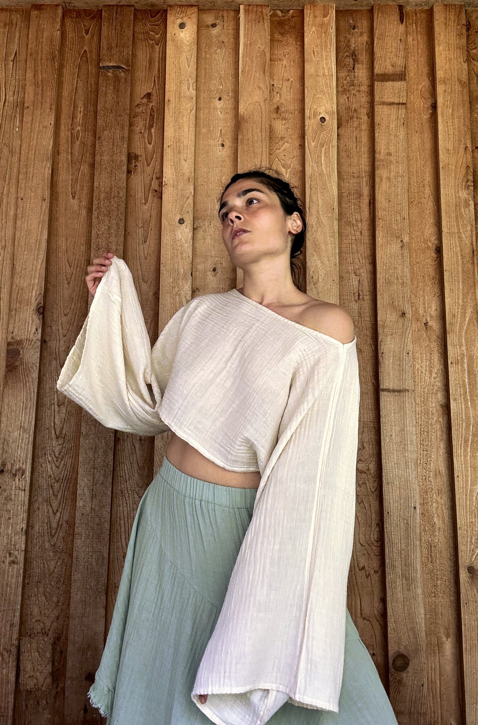 Flowy Cotton Long Sleeve Crop Top – Heart Earth Craft