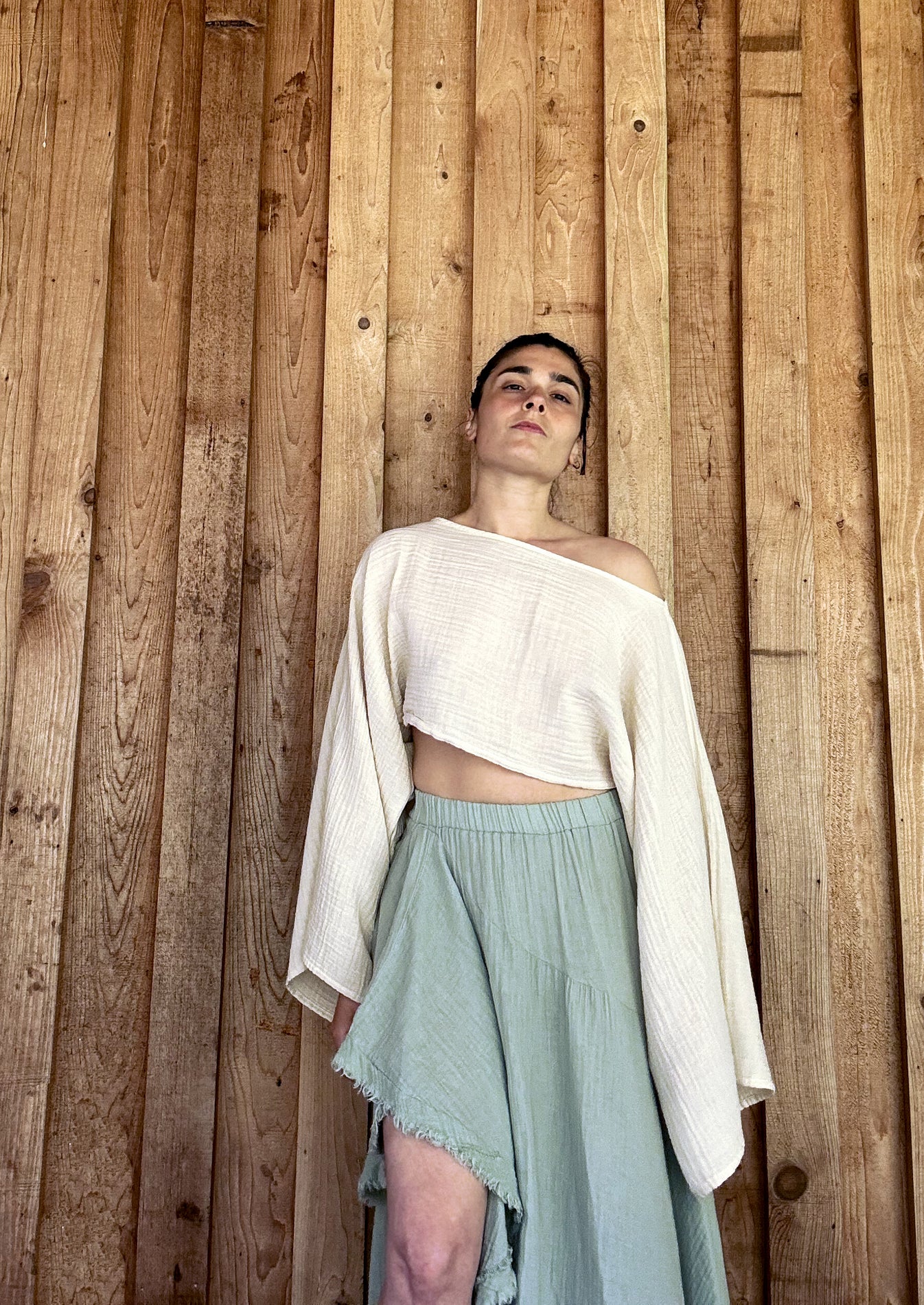 Flowy Cotton Long Sleeve Crop Top – Heart Earth Craft