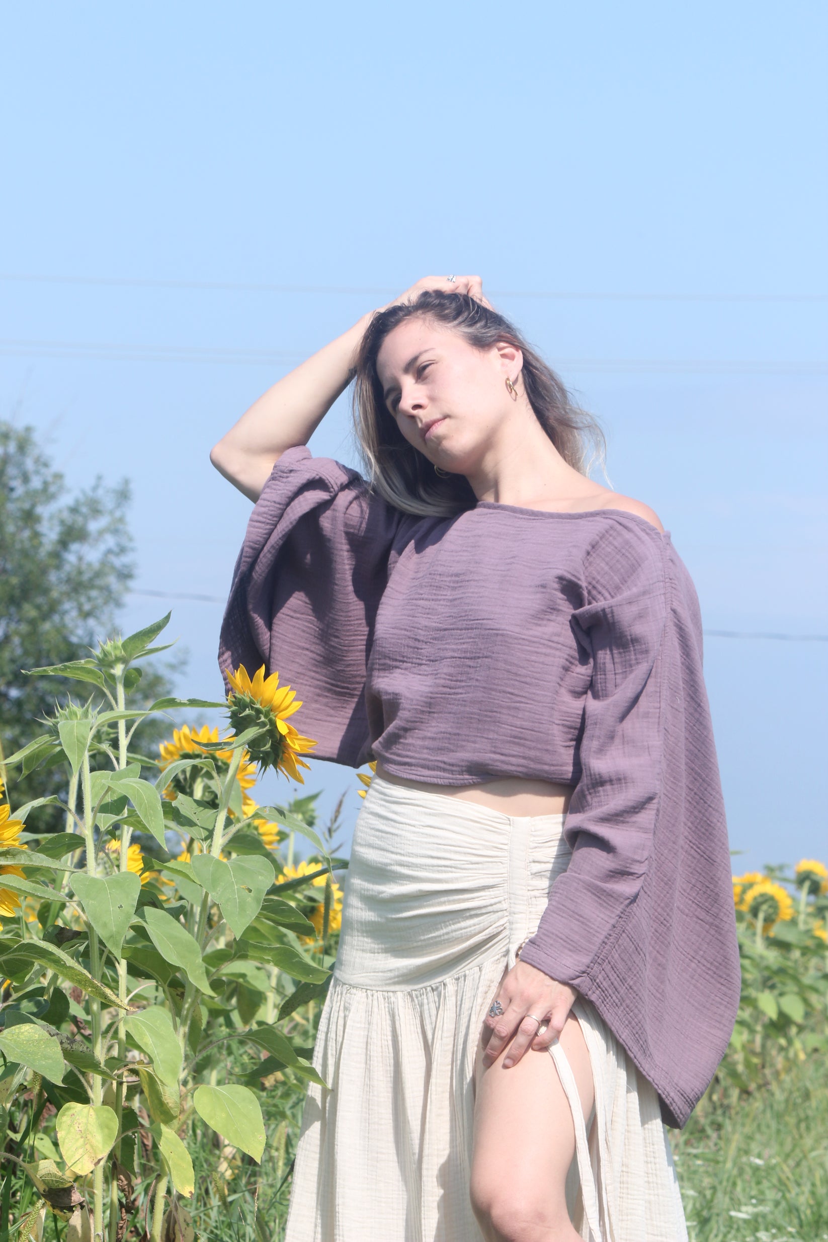 Flowy Cotton Long Sleeve Crop Top – Heart Earth Craft
